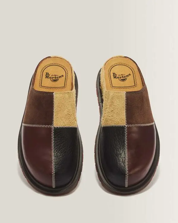 Dr. Martens San Patchwork Leather & Nubuck Mules
