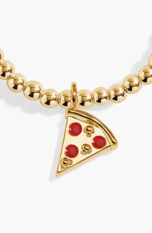 A LITTLES & CO A Little Vibes 'pizza Lovers' Club' Beaded Charm Bracelet In Gold-tone Plating