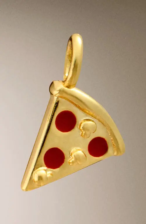 A LITTLES & CO A Little Vibes 'pizza Lovers' Club' Beaded Charm Bracelet In Gold-tone Plating