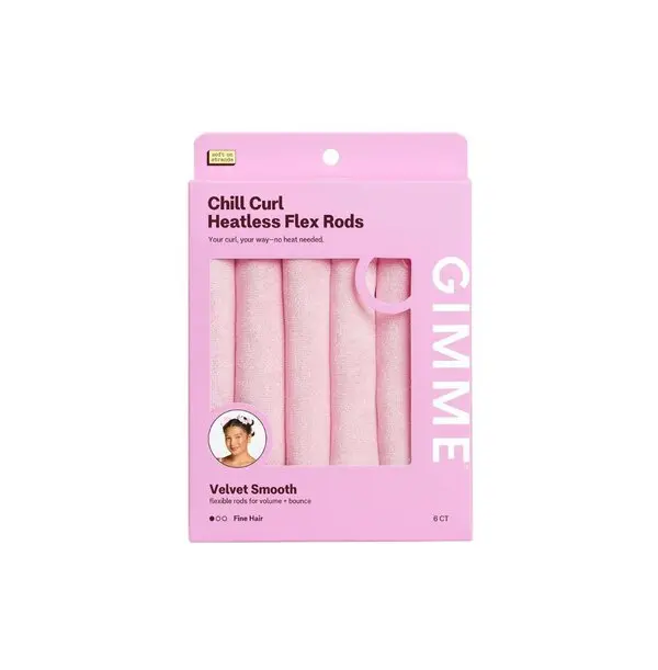 GIMME BEAUTY Chill Curl Heatless Flex Rods Gentle And Bendable Hair Rods For Overnight Curls Snap Closure For Secure Hold Fine Hair - Pink