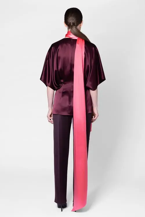 ROKSANDA Satin Luma Top With Contrast Scarf - Calliope/peau