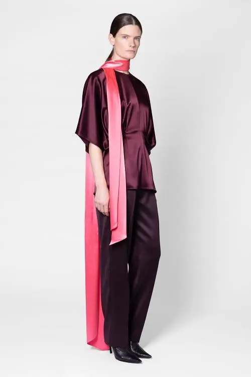 ROKSANDA Satin Luma Top With Contrast Scarf - Calliope/peau