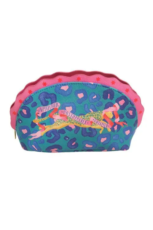 ZSA ZSA ZSU Meilin Makeup Bag 8" X 3" Travel Essential - Blue - Pink