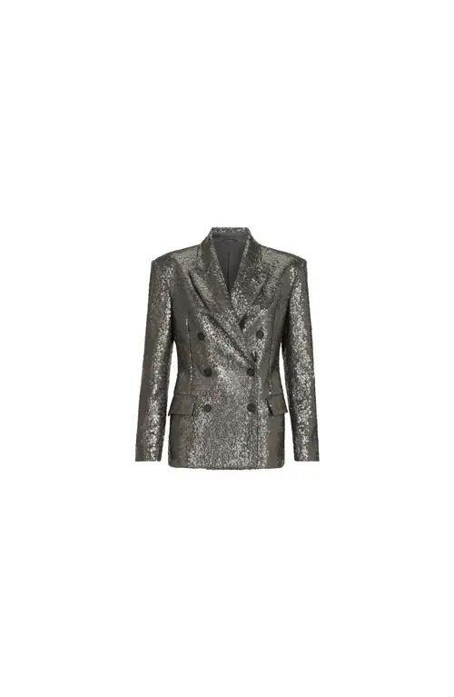 Brunello Cucinelli Dazzling Texture Embroidery Blazer In Virgin Wool Flannel
