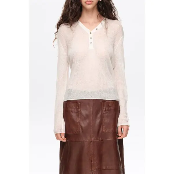 Bimba Y Lola Ribbed Sweater With Buttoned V-neckline