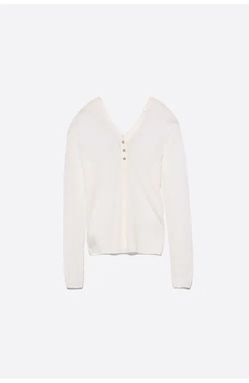 Bimba Y Lola Ribbed Sweater With Buttoned V-neckline