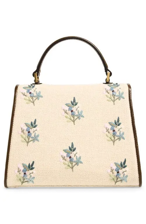 Valentino Garavani Small Vsling Embroidered Linen Top Handle Bag