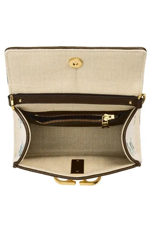 Valentino Garavani Small Vsling Embroidered Linen Top Handle Bag