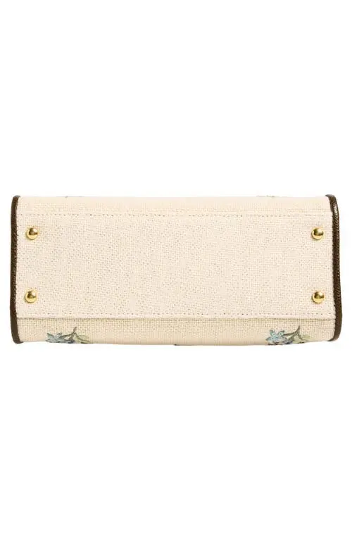 Valentino Garavani Small Vsling Embroidered Linen Top Handle Bag
