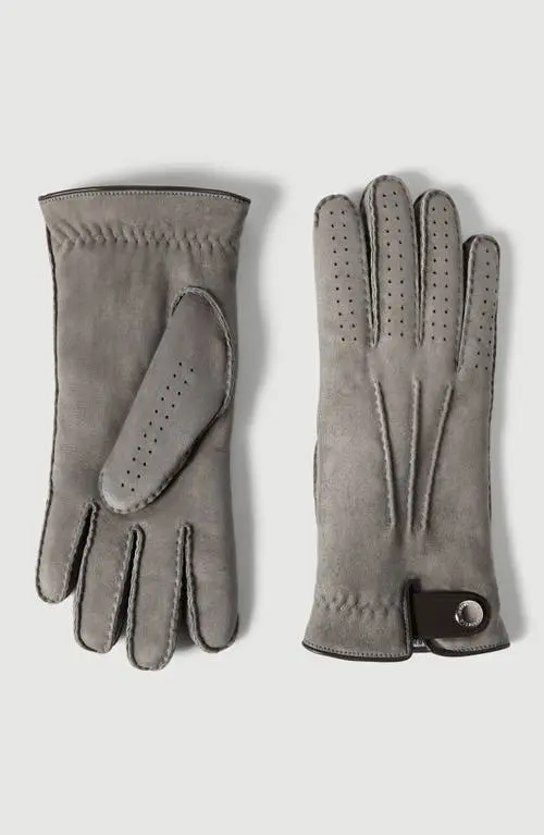 Brunello Cucinelli Suede Shearling Gloves - Medium Grey