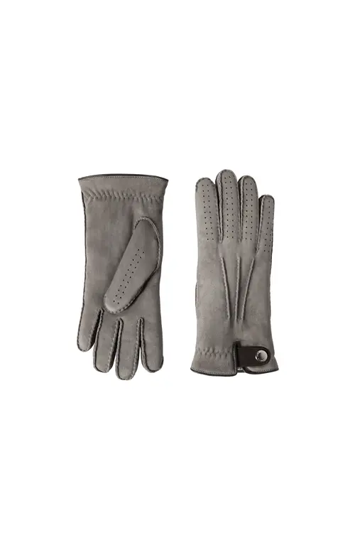 Brunello Cucinelli Suede Shearling Gloves - Medium Grey