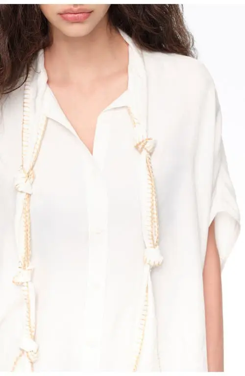 Bimba Y Lola Knotted Neckline Cape Shirt - White