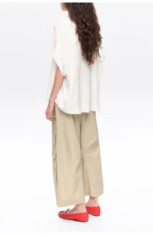 Bimba Y Lola Knotted Neckline Cape Shirt - White