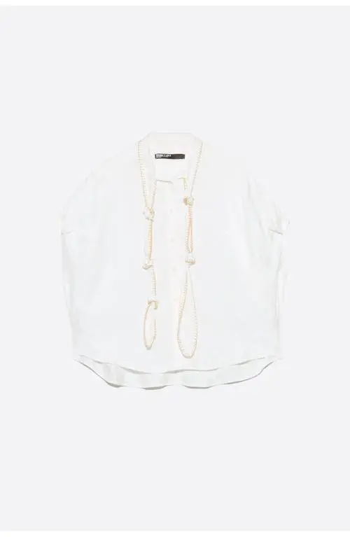 Bimba Y Lola Knotted Neckline Cape Shirt - White