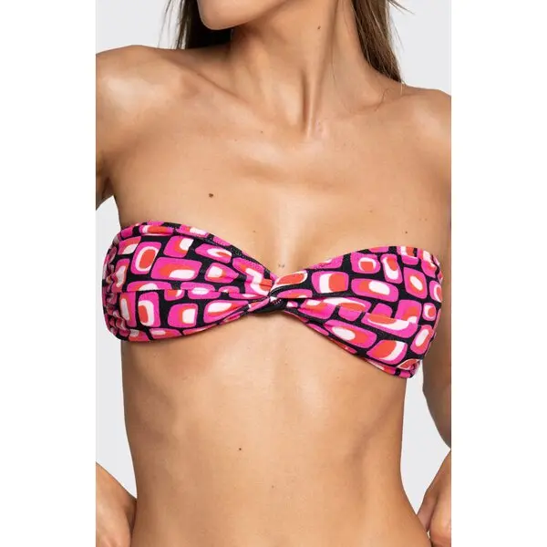 BRIGHT SWIMWEAR Nia Twist Front Bandeau Top - On The Rocks