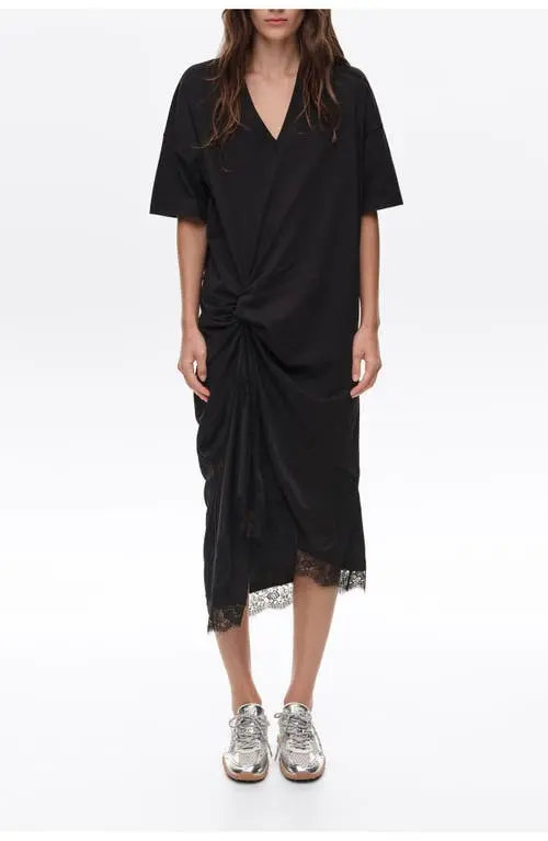 Bimba Y Lola Two-material Knot T-shirt Dress - Black