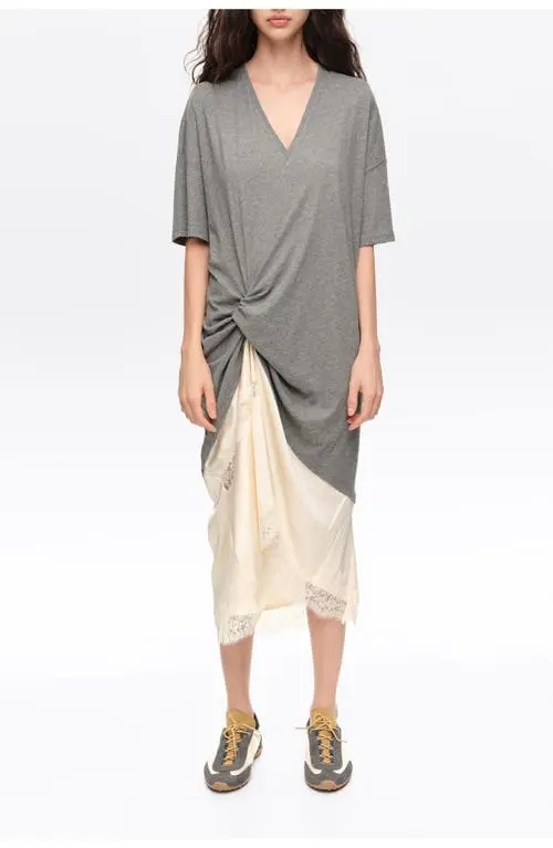 Bimba Y Lola Two-material Knot T-shirt Dress