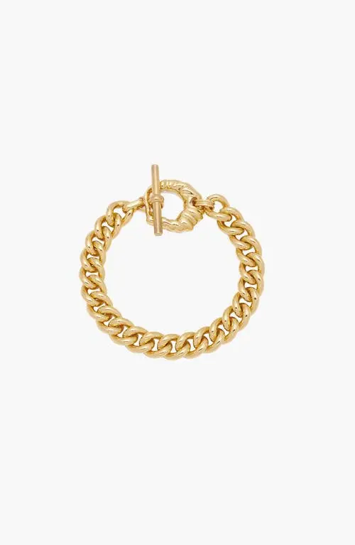 YOJ Coral Collection Chunky Curb Chain Bracelet With T-bar Clasp - Gold