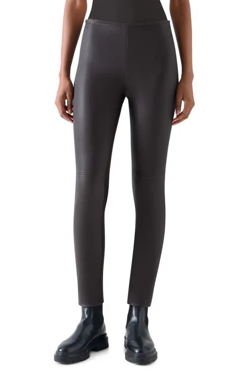 Akris Leather Front Jersey Back Leggings - Espresso