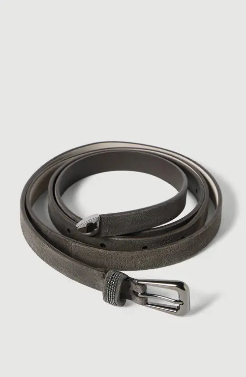 Brunello Cucinelli Suede Belt With Shiny Loop