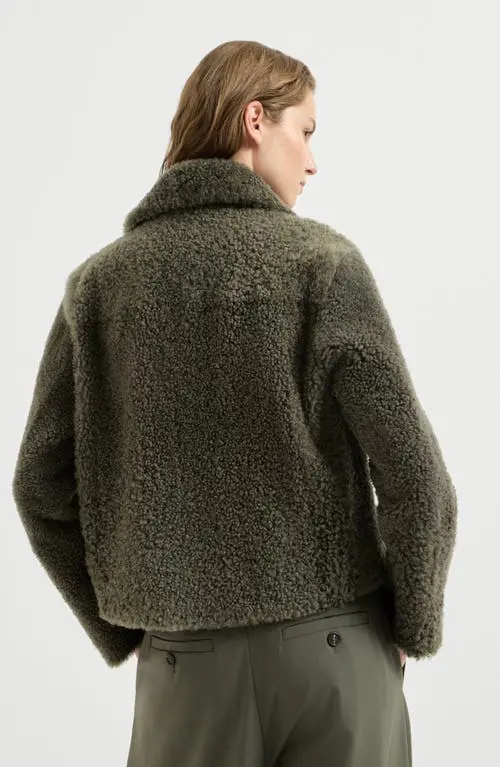 Brunello Cucinelli Fuzzy Shearling Pea Coat - Green