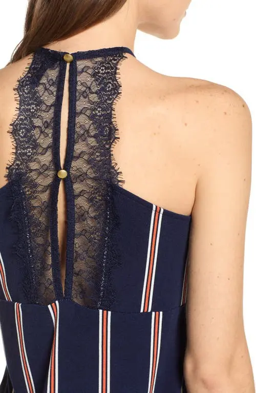Vero Moda Lace Trim Stripe Knit Top