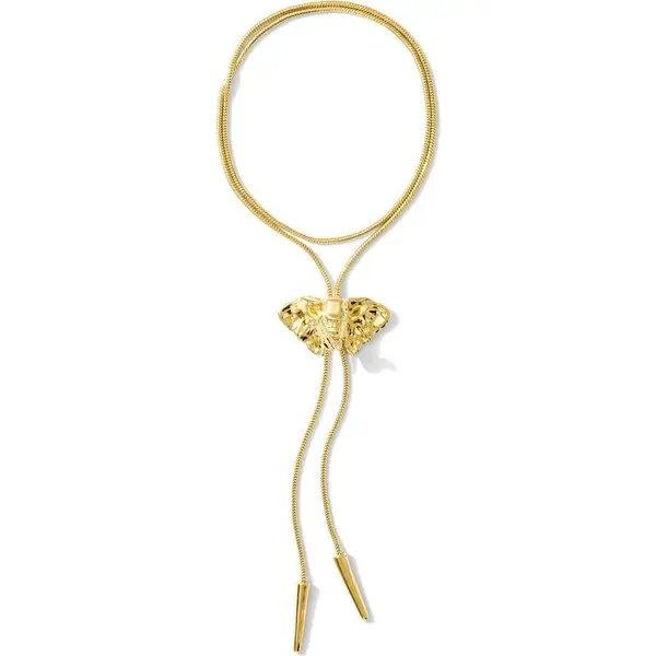 EIGHTEEN FORTY TWO 14k Gold-plated Sculptural Bolo Tie Necklace - Elephant
