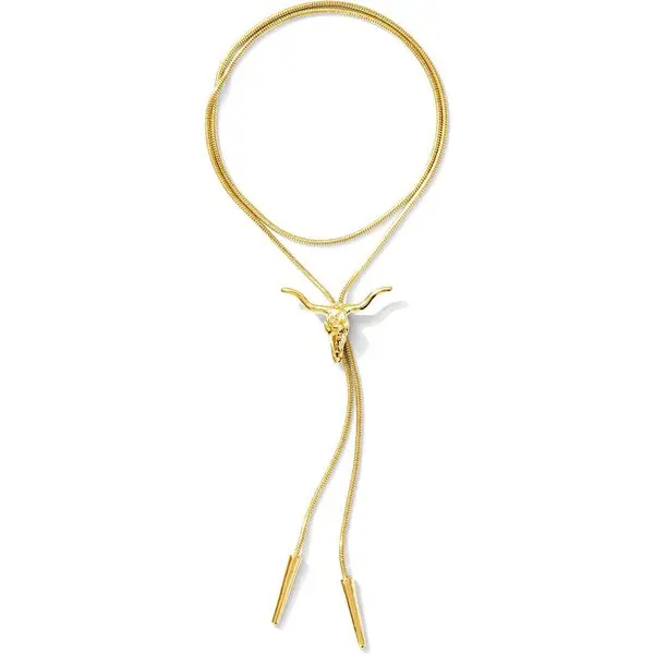 EIGHTEEN FORTY TWO 14k Gold-plated Bolo Tie Necklace - Longhorn