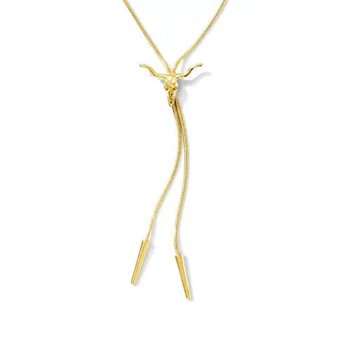 EIGHTEEN FORTY TWO 14k Gold-plated Bolo Tie Necklace - Longhorn