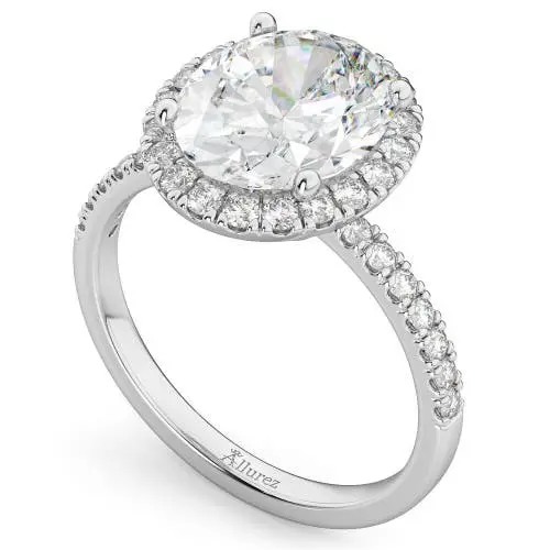 ALLUREZ Oval Cut Halo Diamond Engagement Ring