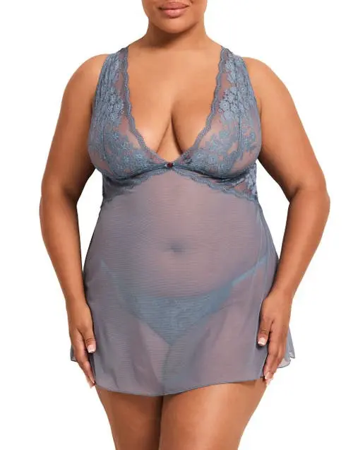 ADORE ME Nedda Babydoll Lingerie - Dark Blue