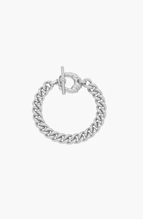 YOJ Plated Chunky Curb Chain Bracelet With T-bar Clasp - Silver