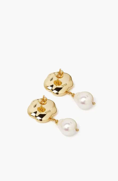 YOJ Rose Pearl Drop Earrings In & Pearls