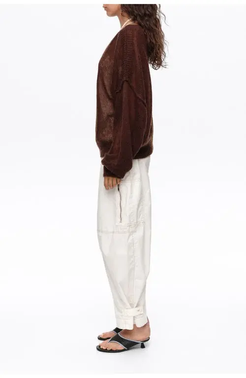 Bimba Y Lola Mohair Blend Boat Neck Sweater - Brown