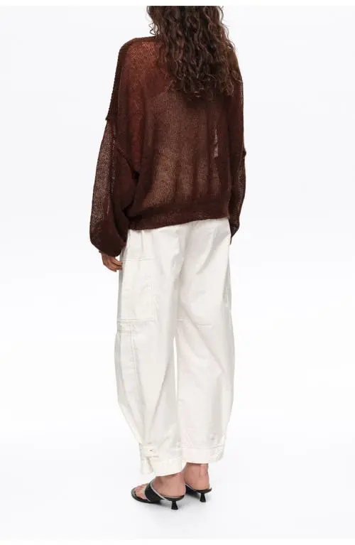 Bimba Y Lola Mohair Blend Boat Neck Sweater - Brown