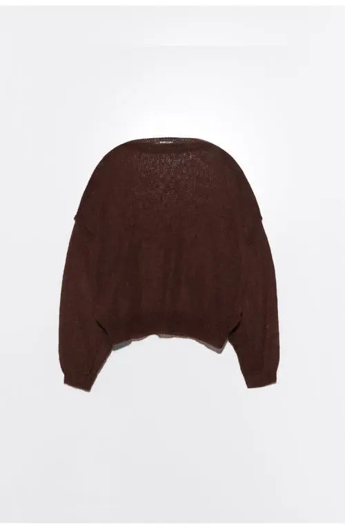 Bimba Y Lola Mohair Blend Boat Neck Sweater - Brown