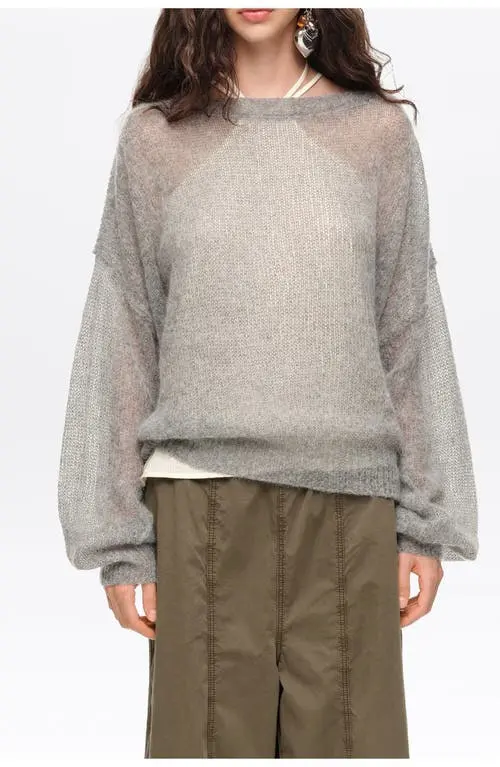 Bimba Y Lola Mohair Boat Neck Sweater - Melange Grey