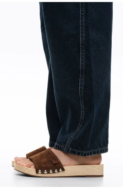 Bimba Y Lola Suede Wooden Platform Sandal