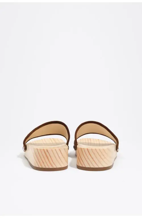 Bimba Y Lola Suede Wooden Platform Sandal