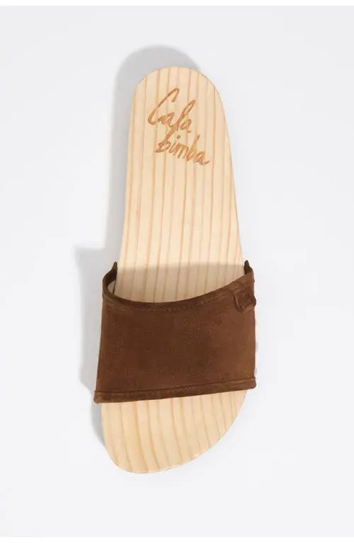 Bimba Y Lola Suede Wooden Platform Sandal