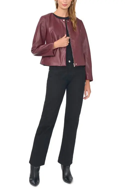 Vince Camuto Cropped Faux Leather Jacket With Balloon Sleeves