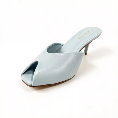 KNEETOES Starlette Mules Peep-toe Kitten Heel Slip-on - Light Blue