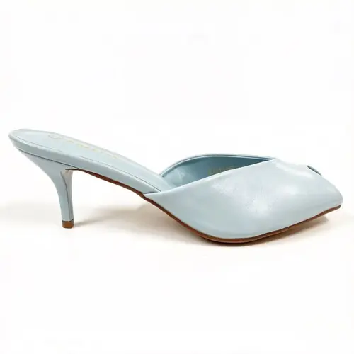KNEETOES Starlette Mules Peep-toe Kitten Heel Slip-on - Light Blue