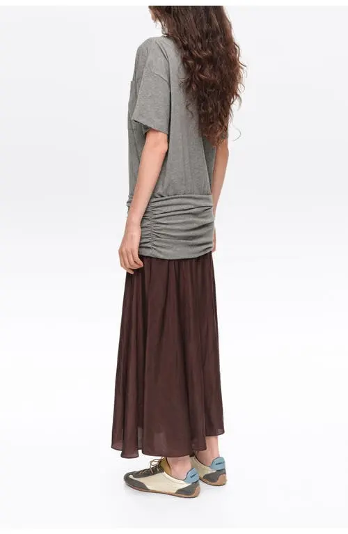 Bimba Y Lola Ruched Two-material Flared Midi Dress