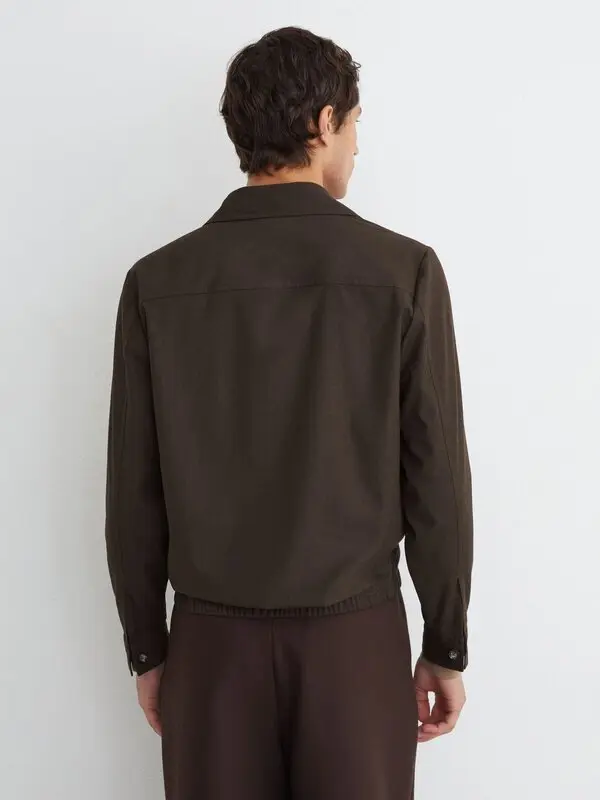 REISS Penge Brushed Twin-pocket Overshirt With Wool - Chocolate Brown