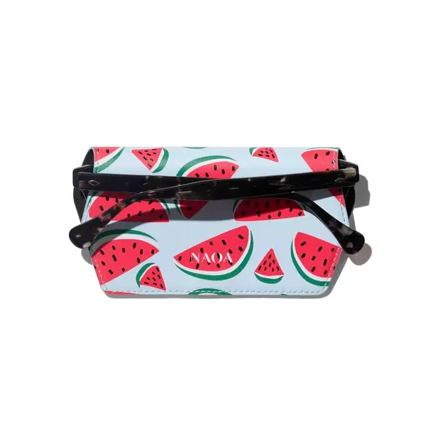NAOA Slim Magnetic Glasses Case In Watermelon Print - Blue/red