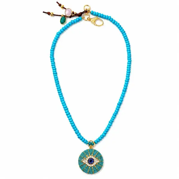 Persia Donà Jewelry Turquoise X Evil Eye Necklace - Gold
