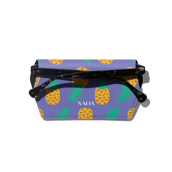 NAOA Purple / Yellow Slim Glasses Case Pineapple