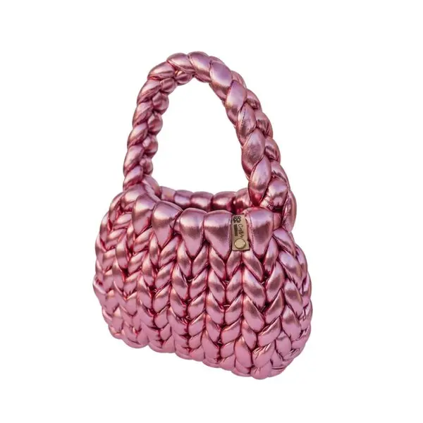 ILLLINA Metallic Woven Top Handle Bag
