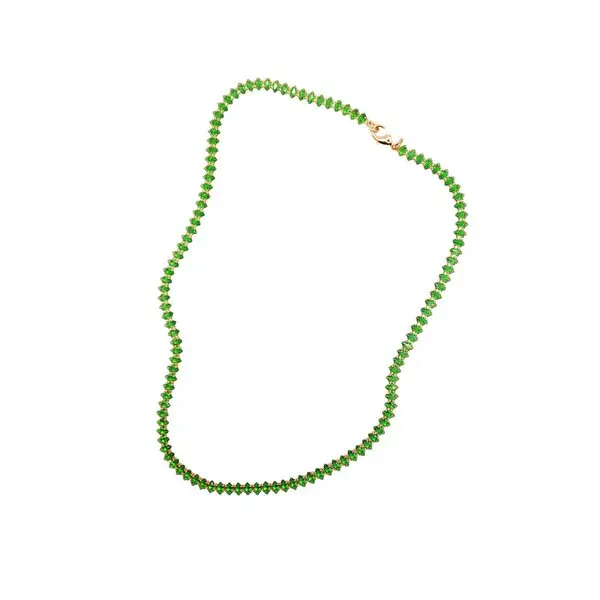 URBANE JEWELRY STUDIO Gold / Green Gold Emerald Tennis Necklace - Gold/green